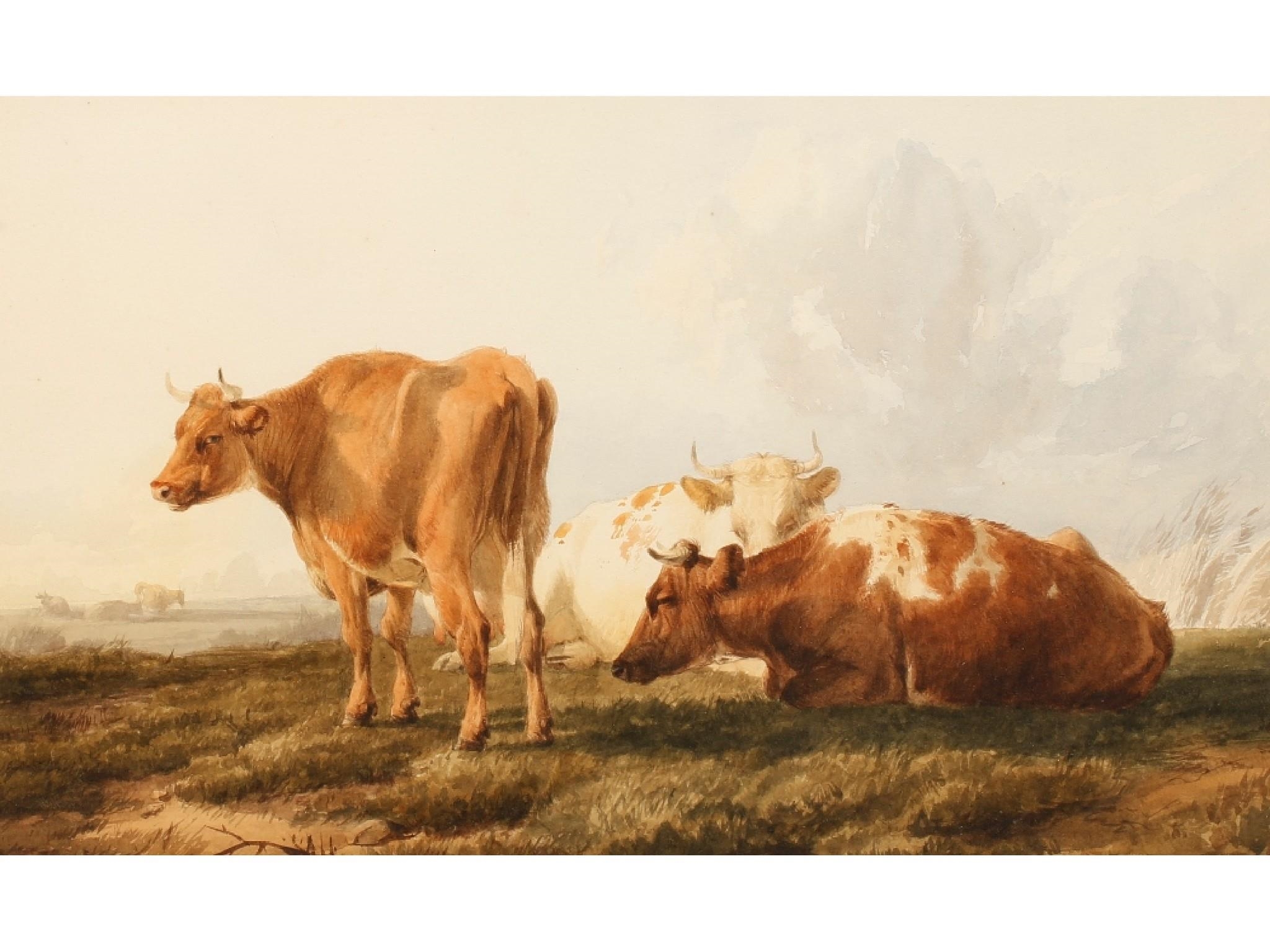 Thomas Sidney Cooper | Recumbent cattle and a standing heifer in a ...