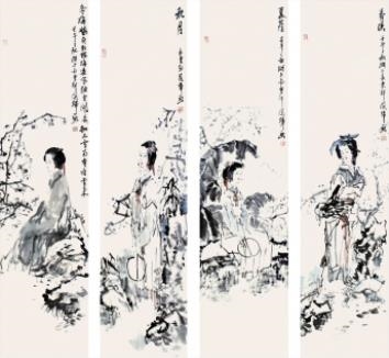 Liu Guohui | 4 WORKS: FIGURE 4 SCROLLS | MutualArt