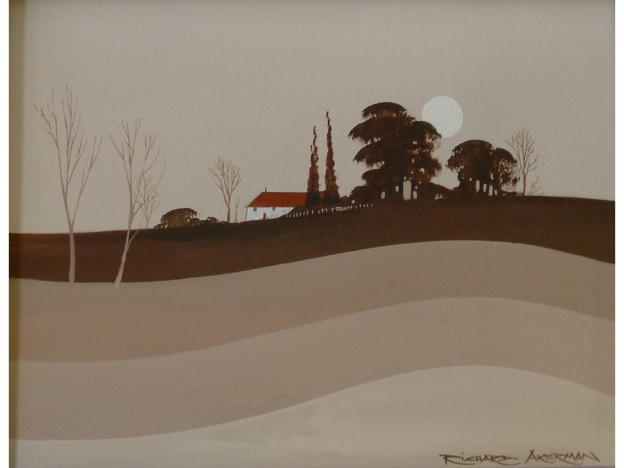 Richard Akerman | Two works: Red roofed houses in rural landscapes ...