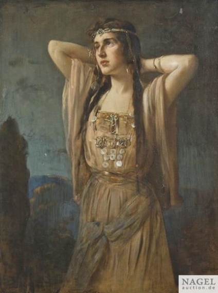 Caspar Ritter | Young Oriental Woman in Front of a Nightly Landscape ...