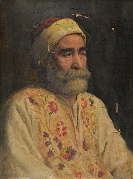 Arthur Ellis | Portrait of a bearded gentleman in floral patterned ...