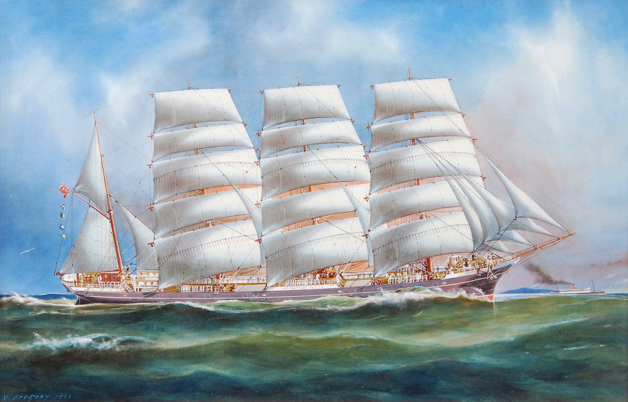 Arthur Victor Gregory | The Barque Garthpool in full sail (1925 ...