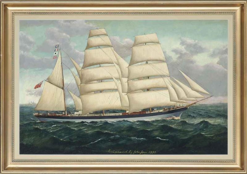 British School, 19th Century | The three-masted barque Glandinorwig in ...