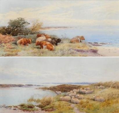 Thomas Rowden | Sheep in A Coastal Landscape (1895) | MutualArt