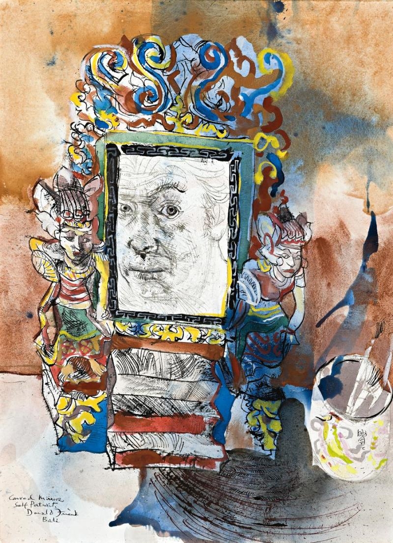 Donald Friend | SELF PORTRAIT IN A CARVED MIRROR (1972) | MutualArt