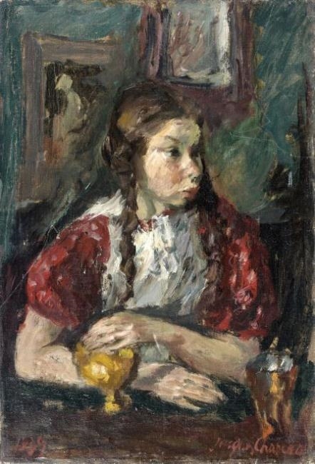 Jacques Chapiro | Portrait De Jeune Fille Aux Nattes (1939) | MutualArt