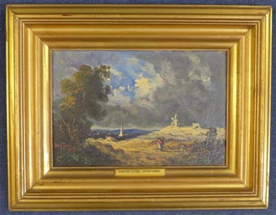 David Cox, Jr. | Landscape with Windmill and Church Spire (1865 ...