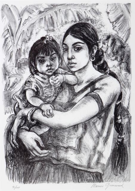 Indian Mother And Child Sketch
