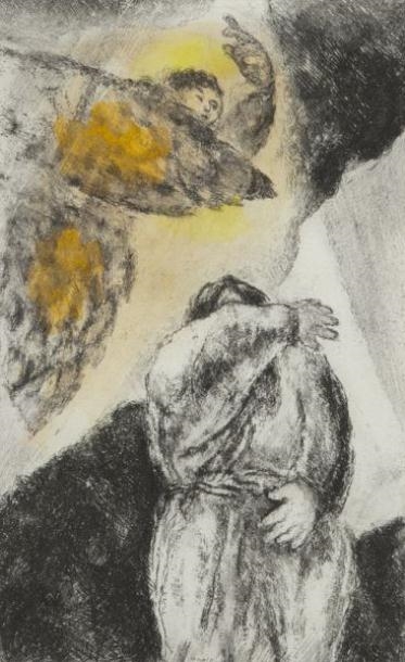 Marc Chagall | Jacob wrestles with the Angel (1956) | MutualArt