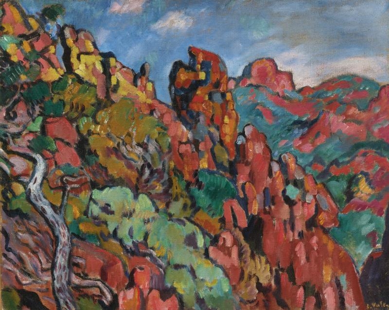 Louis Valtat | LES ROCHERS ROUGES À ANTHÉOR (Circa 1904) | MutualArt