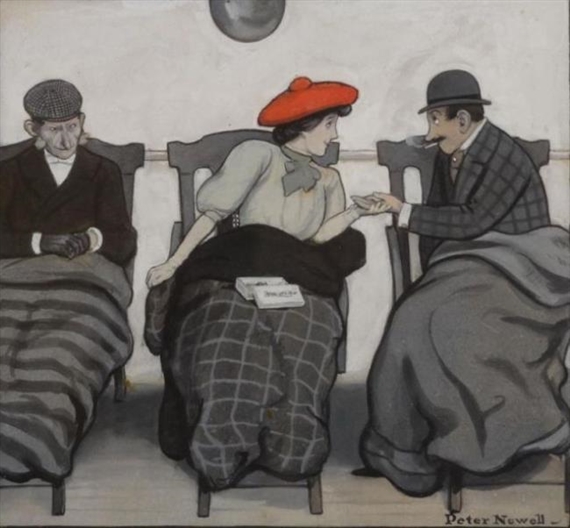 Peter Wingrave-Newell | Illustration of Figures Aboard an Ocean Liner ...