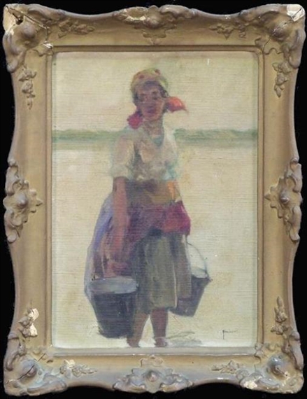 Josef Jambor | Woman Carrying Pales | MutualArt