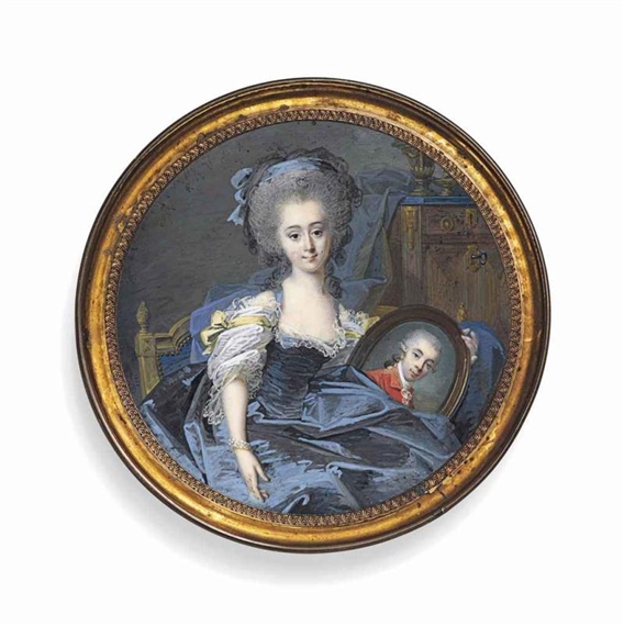 Jean-Laurent Mosnier | A young lady, seated and holding an oval ...