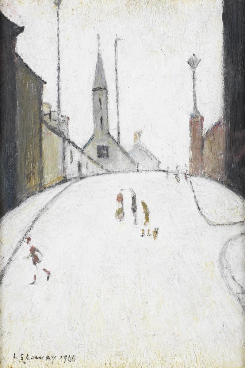 Laurence Stephen Lowry | Figures with a cat (1967) | MutualArt