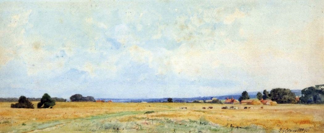 Frederick George Cotman | Rural Landscape With Cattle Grazing and Farms ...