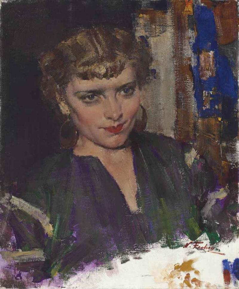 Nicolai Fechin | Portrait of Marucia, a Russian singer (1930) | MutualArt