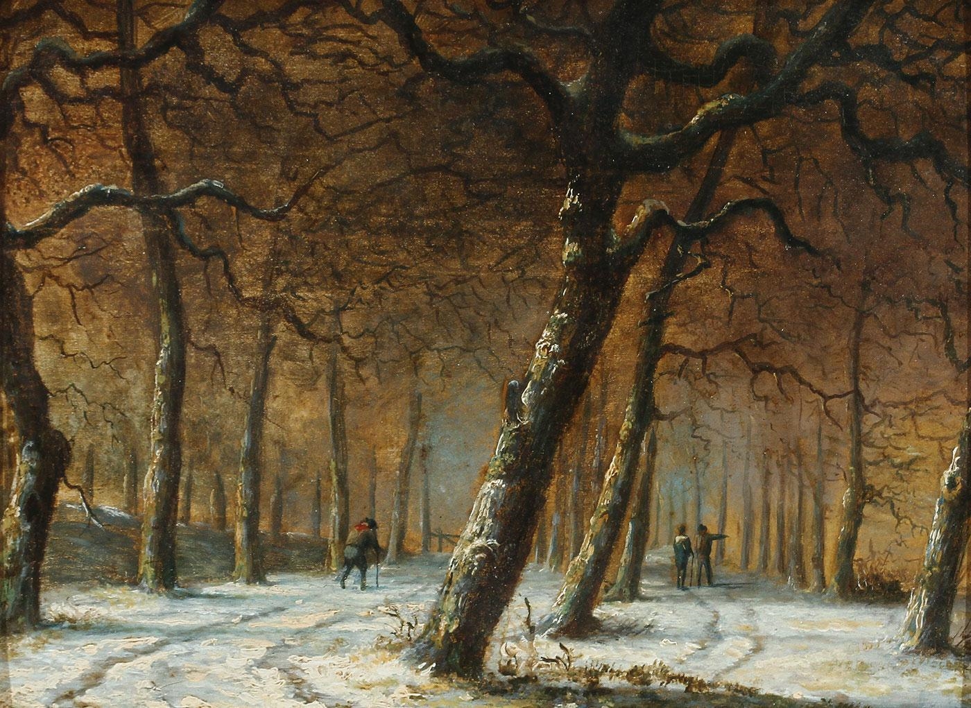 Remigius Adrianus Van Haanen | Winter Wooded Landscape with Travelers ...