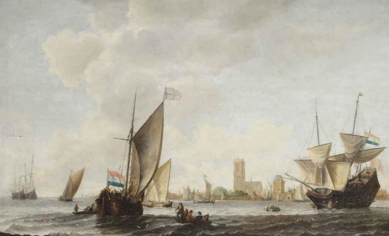 Willem Van Diest | A Smallship, a Merchantman and other ships on the ...