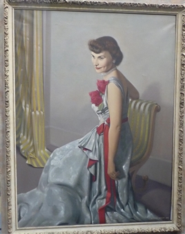 Malcolm Haylett | Portrait of Lady Olive Hamilton seated wearing a grey ...
