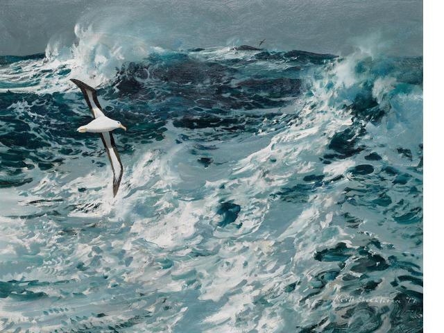 Keith Shackleton | Rough seas with albatross in flight (1977) | MutualArt