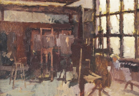 Bernard Dunstan | 2 Works : Easels in the Studio ; Portrait of a Child ...