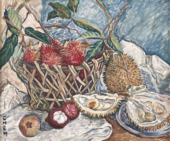 Georgette Chen | Still Life with Durians, Mangosteens and Rambutans ...