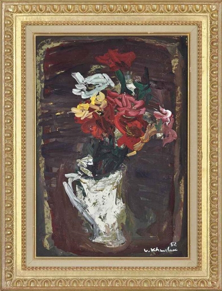 Vassyl Khmeluk | Fleurs rouges (1952) | MutualArt