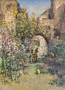 Robert Russ | Courtyard with flowers | MutualArt