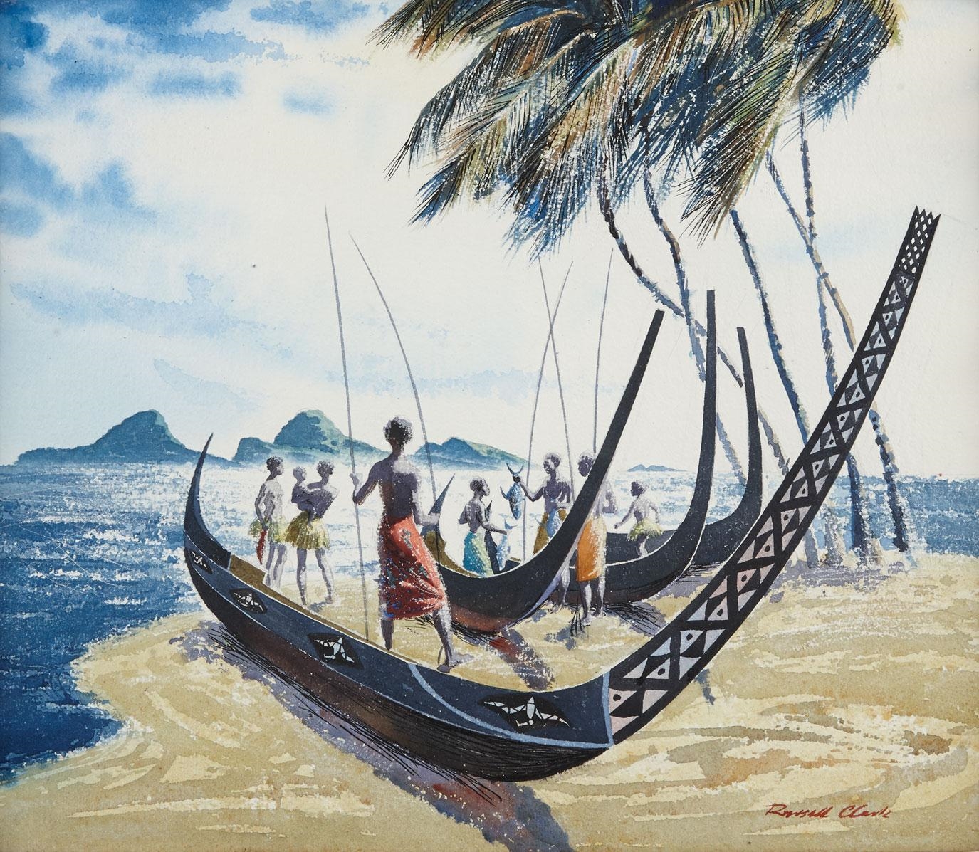Russell Clark | Canoes - Guadacanal | MutualArt