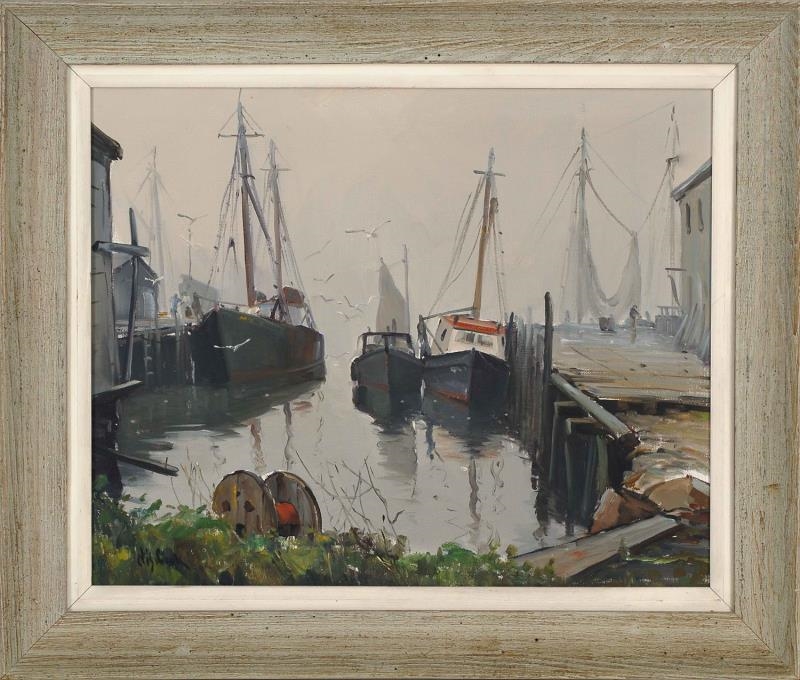 Otis Cook | Fishing boats at the wharf | MutualArt