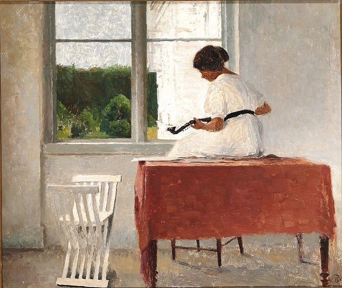 Peter Ilsted | Interior with a woman playing the mandolin (1914 ...