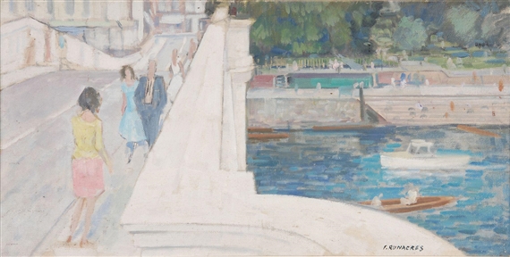 Frank Runacres | Figures on a bridge | MutualArt