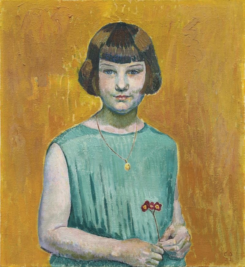 Cuno Amiet | PORTRAIT YVONNE BUESS MIT BLUME (1925) | MutualArt