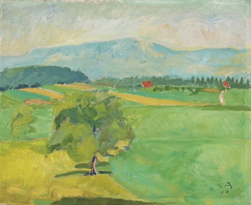 Cuno Amiet | PORTRAIT YVONNE BUESS MIT BLUME (1925) | MutualArt