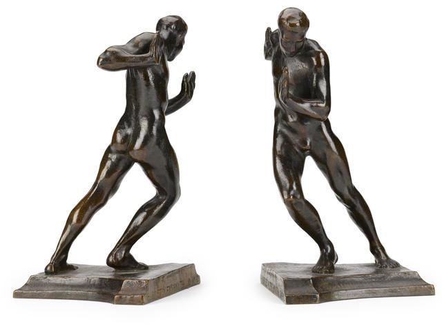 Harriet Whitney Frishmuth | 2 works: Pushing Men Bookends (1912 ...