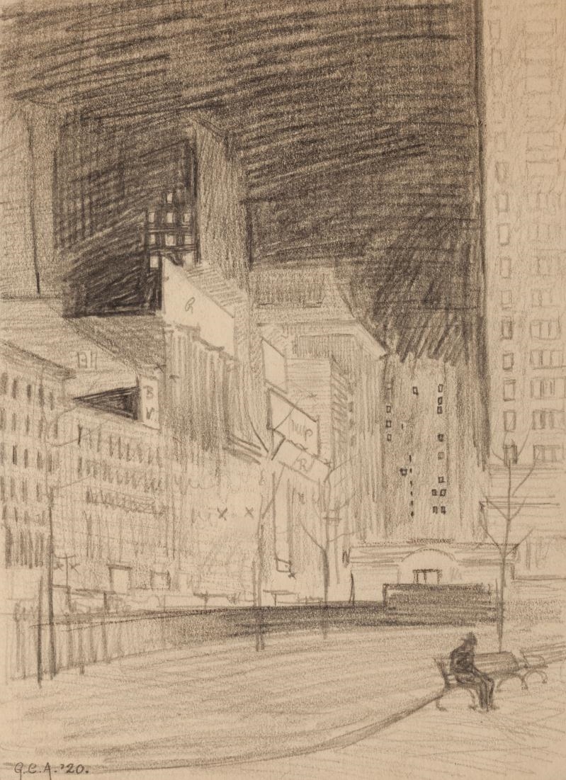 George Copeland Ault | 42nd Street from Bryant Park (1920) | MutualArt