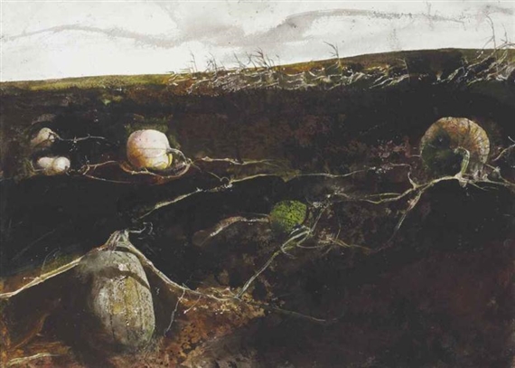 Andrew Wyeth | Pumpkin Hill (1977) | MutualArt
