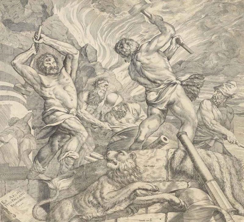 Cornelis Cort | The Cyclops Forging the Arms of Brescia (Bartsch ...