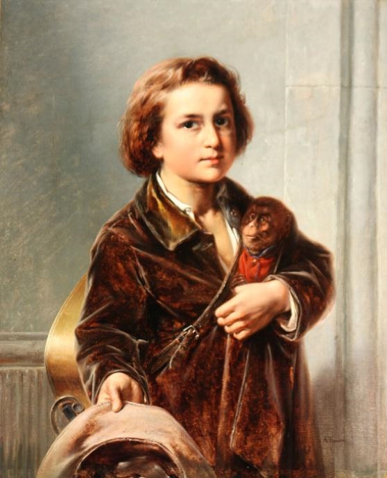 August Carl Vilhelm Thomsen | Young Boy with Monkey | MutualArt
