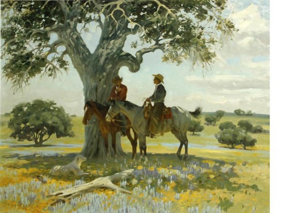 Jack N. Swanson | Two cowboys under a tree (1966) | MutualArt