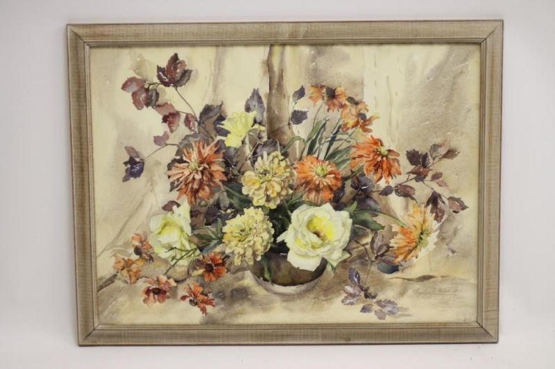 Phyllis I. Hibbert | Zinias and Yellow Roses, Still Life | MutualArt