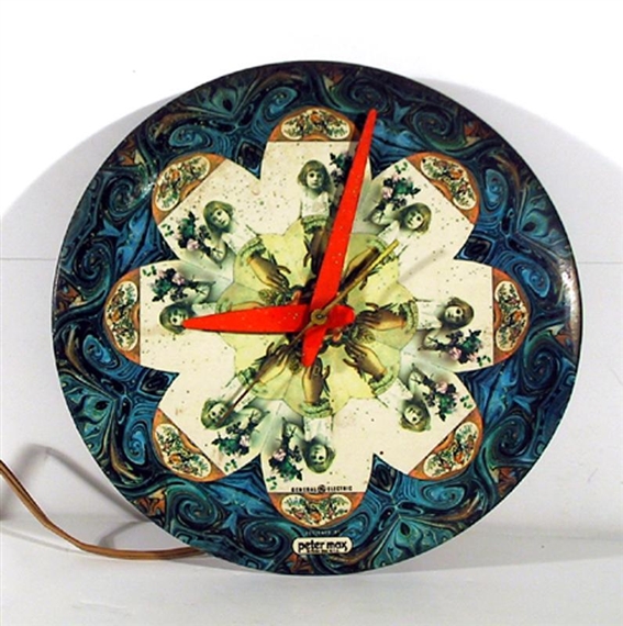 Peter Max | Clock (Pattern of Young Girl with Flowers) (Circa 1970 ...
