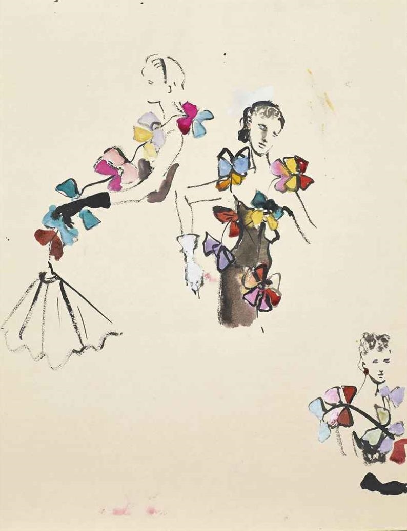 Christian Bérard | Mannequin portant une robe Schiaparelli | MutualArt