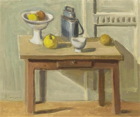 Wilhelm Gimmi | Still life with fruits and vessels on a table | MutualArt