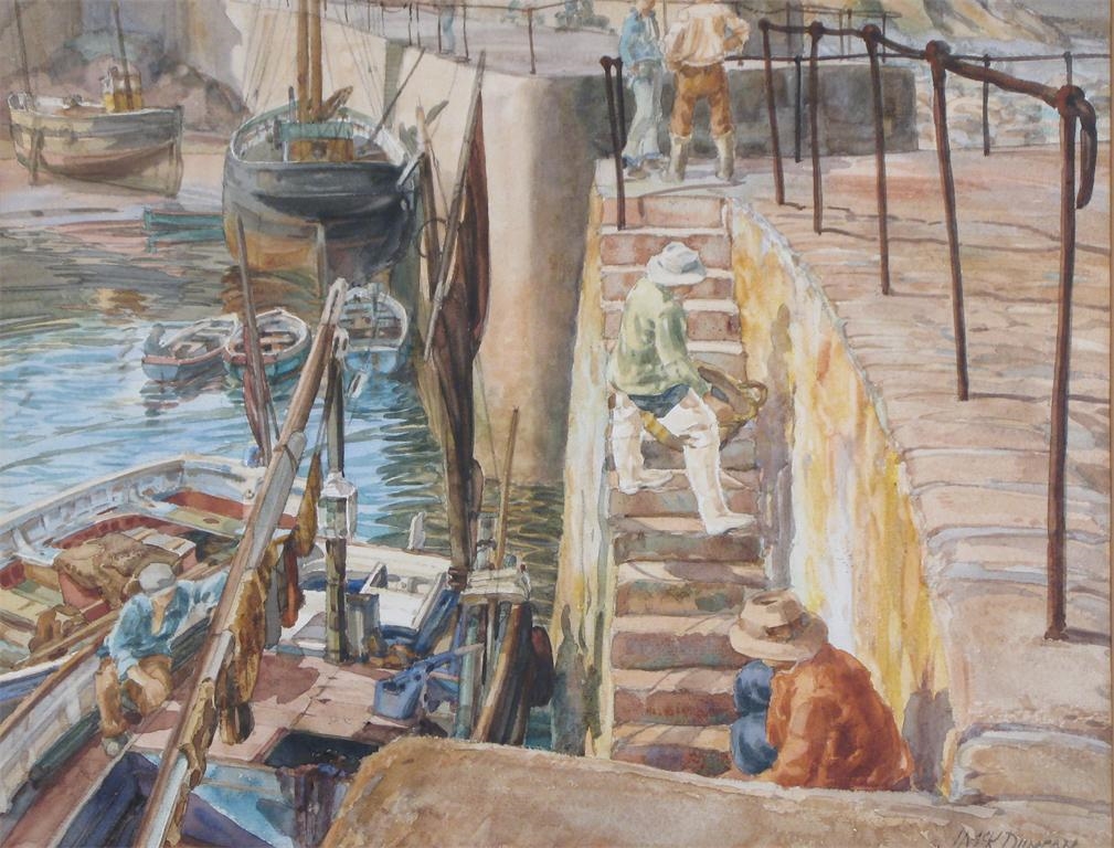 John Duncan | Cornish fishermen on the harbour | MutualArt