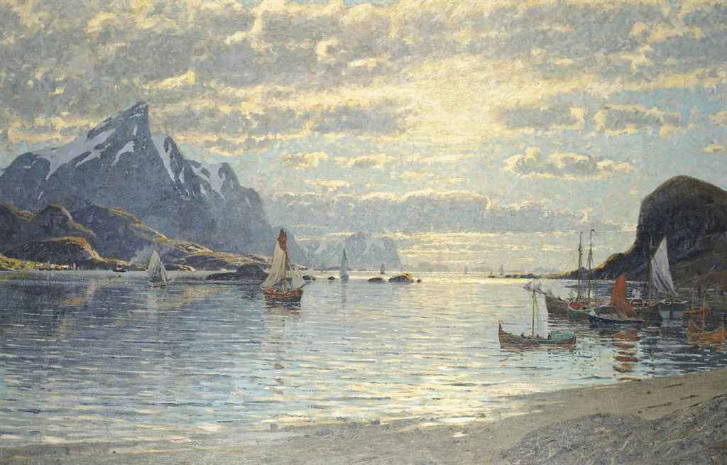 Eilert Adelsteen Normann | A coastal landscape at sunset | MutualArt