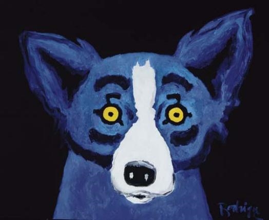 George Rodrigue | Blue Dog; Red Suit | MutualArt