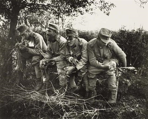 André Kertész | Soldiers on the latrine, Poland (1915) | MutualArt