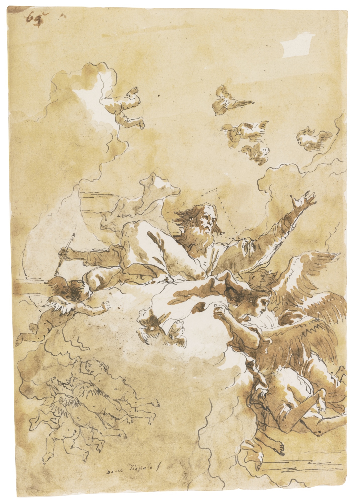 Giovanni Domenico Tiepolo | PUTTI FLYING AMONGST THE CLOUDS | MutualArt
