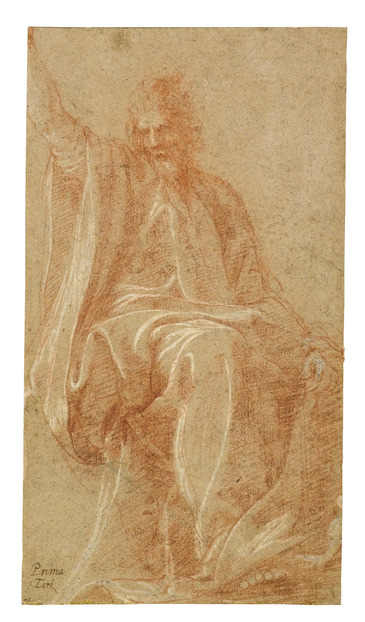 Francesco Primaticcio | A SEATED PROPHET WITH ARM RAISED | MutualArt